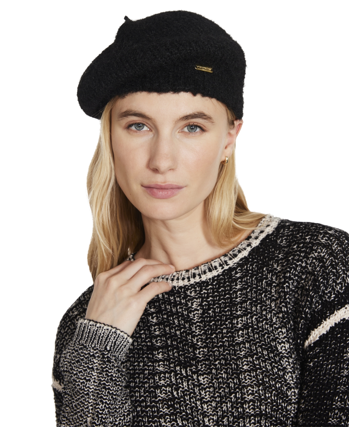 Click here for Steve Madden Womens What The Fuzz Warm Beret - Bla... prices