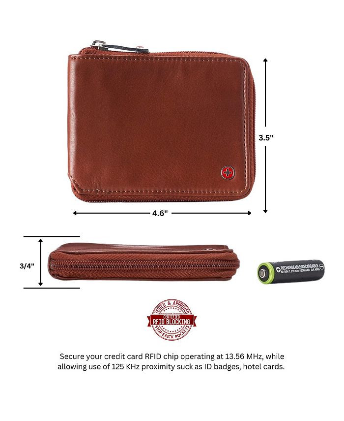 Alpine Swiss Zipper Bifold Wallet for Men Women RFID Protected Genuine ...
