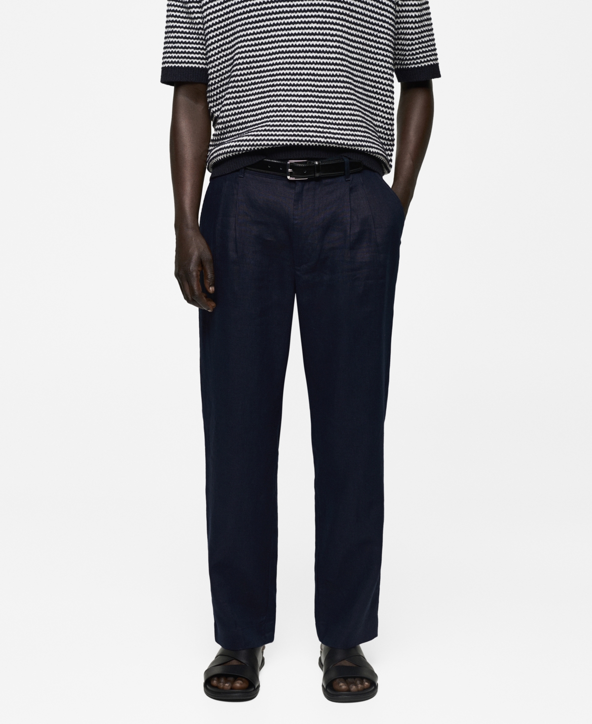 Click here for Mango Mens Relaxed Fit Pants - Dark Navy prices