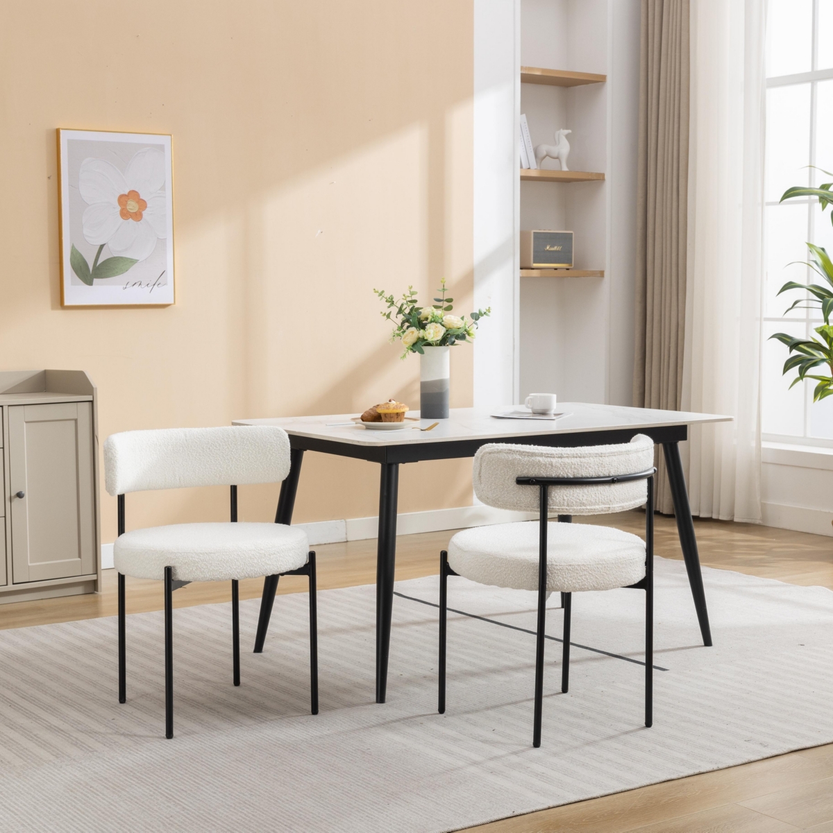 Click here for Streamdale Modern Round Boucle Dining Chairs  Set... prices