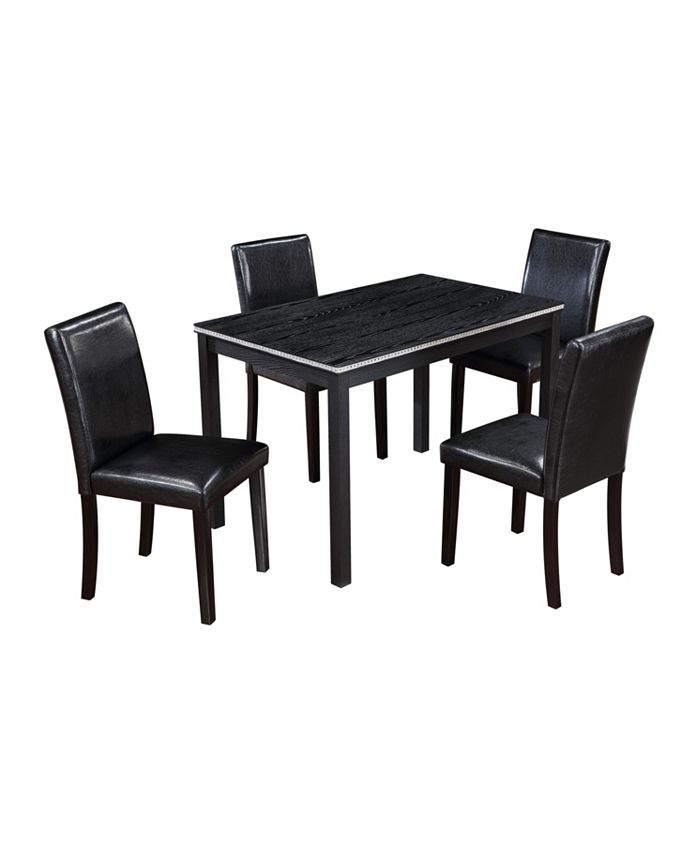 Simplie Fun Elegant 5-Piece Dining Set with Acrylic Crystal Accents ...