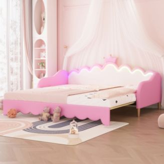 Simplie Fun Modern Extendable Princess Daybed with Crown Headboard in ...