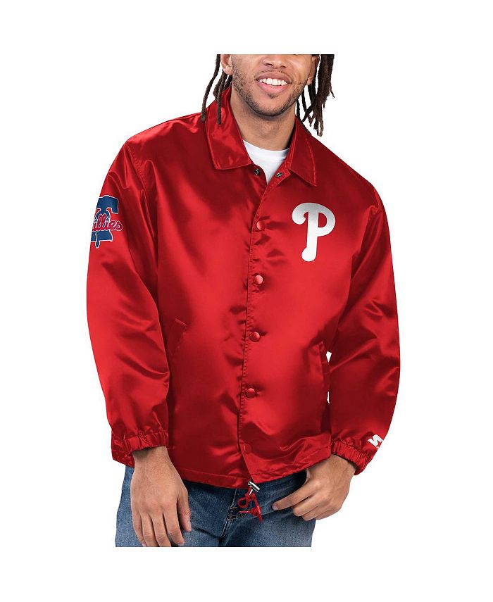 Starter Men's Red Philadelphia Phillies Option Route Satin Full-Snap ...