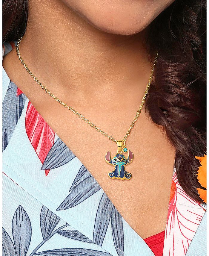 Disney Stitch Silver Plated Enamel & Blue Crystal Sitting Stitch ...