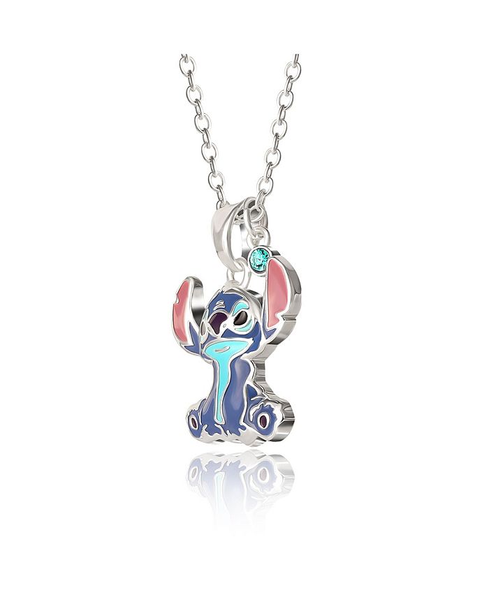 Disney Stitch Silver Plated Enamel & Blue Crystal Sitting Stitch ...