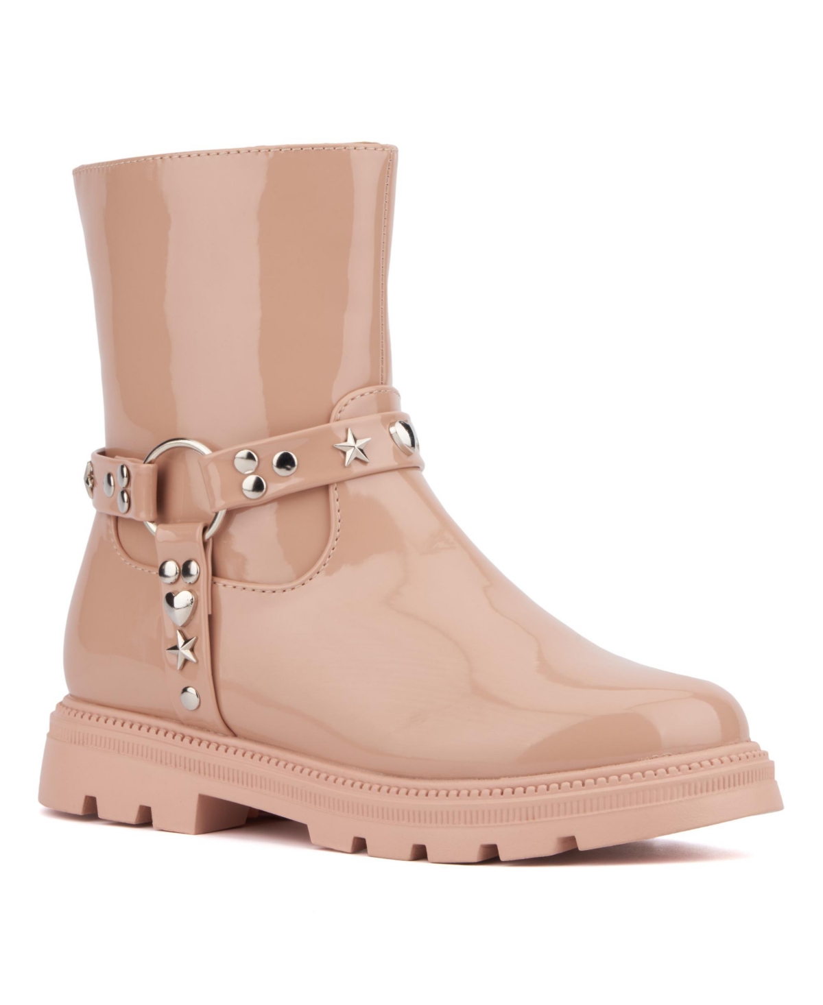 Olivia Miller Girls Harness Lug Sole Boots - Blush