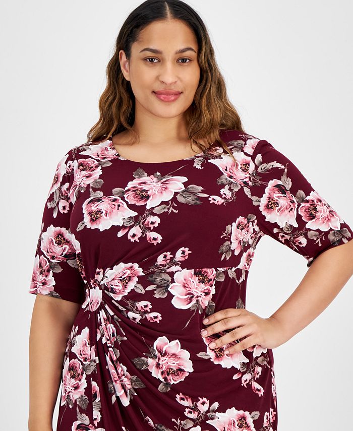 Connected Plus Size Printed Side-Tab Dress - Macy's