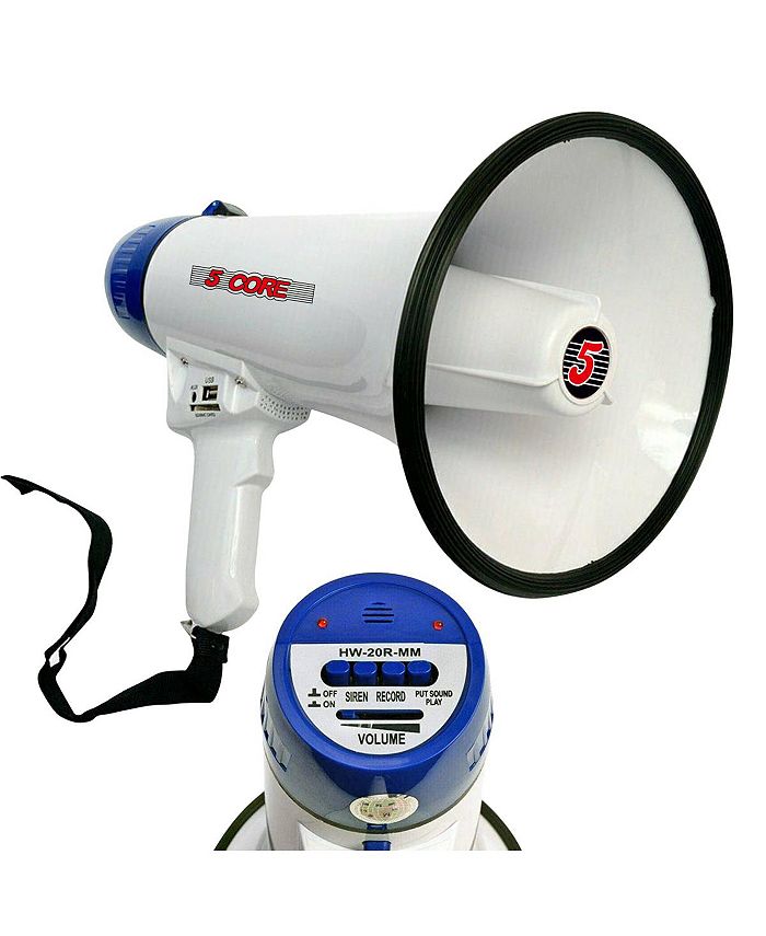 5 Core Megaphone Bullhorn Speaker 20W Bull Horn Battery Power Cheer ...