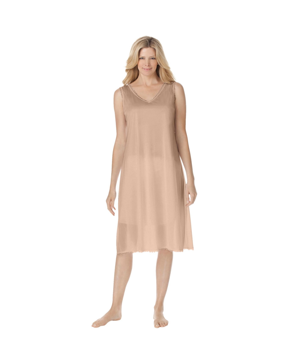 Click here for Comfort Choice Womens Lace-Trim Slip - Nude prices