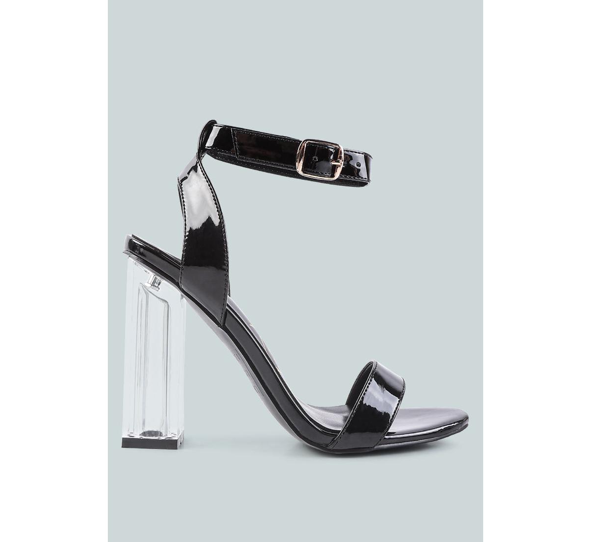 Click here for Poloma Clear Block Heel Party Sandals Women - Blac... prices