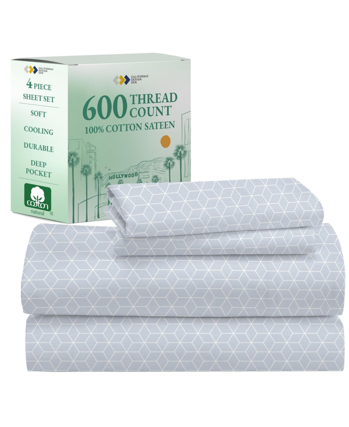 Click here for 600 Thread Count 100 Cotton Printed Sheet Set - Ca... prices