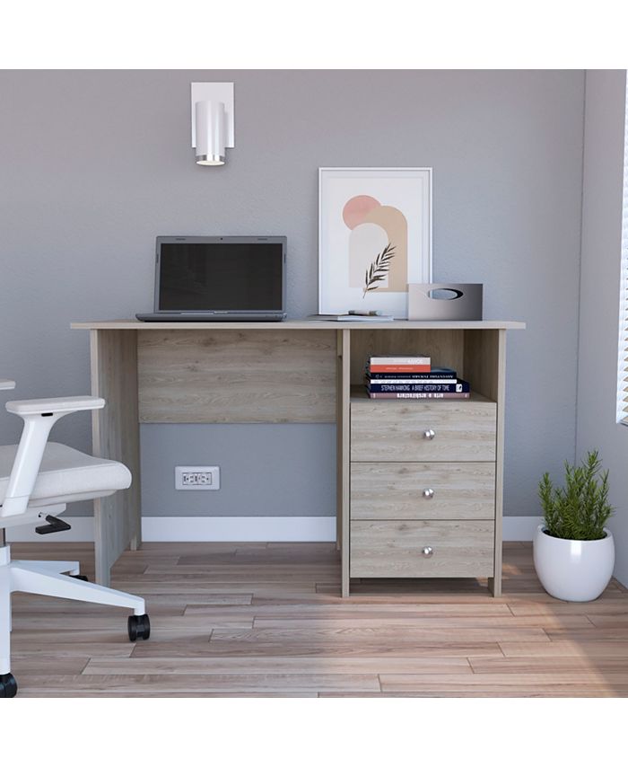 FM FURNITURE Jacksonville 3 Drawers Computer Desk with Open Storage ...