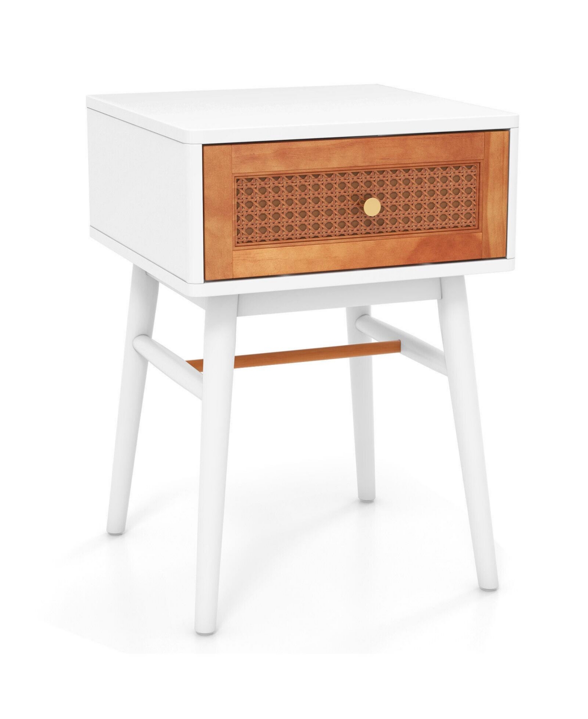 Click here for Sugift 1-Drawer Modern Bedside Table with Solid Wo... prices