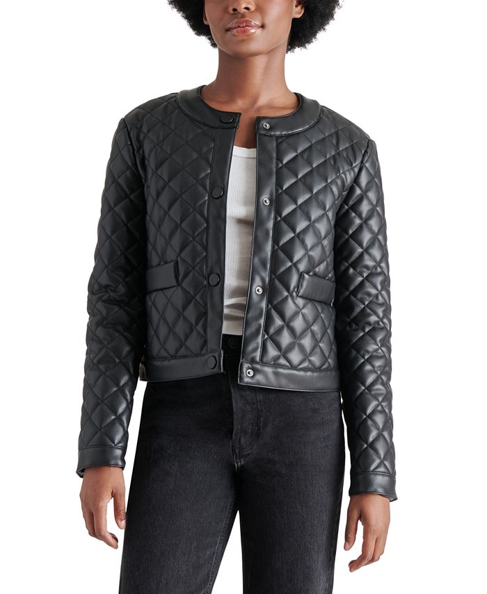 Steve Madden Women's Martine Faux-Leather Long-Sleeve Jacket - Macy's