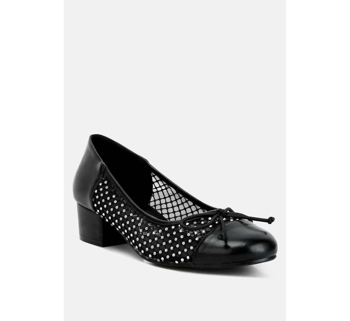 Click here for Tudum Rhinestone Detail Mesh Ballerinas - Black prices