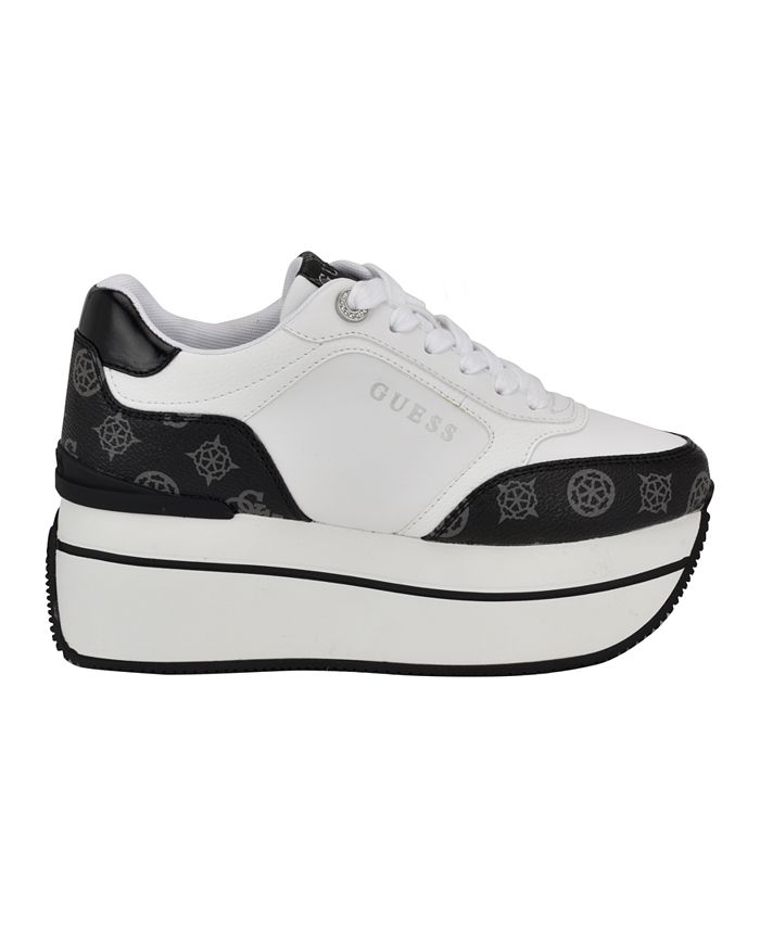 GUESS Women's Camrio Casual Double Platform Lace Up Sneakers - Macy's