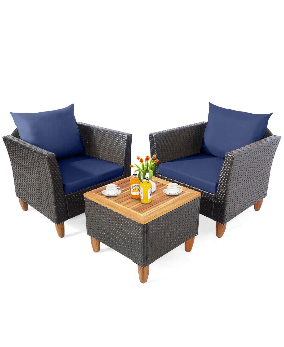 Click here for Slickblue 3 Pieces Patio Rattan Bistro Furniture S... prices