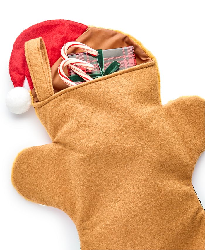 Holiday Lane Stockings Red and Green Gingerbread Man Stocking, Created for Macy's - Macy's