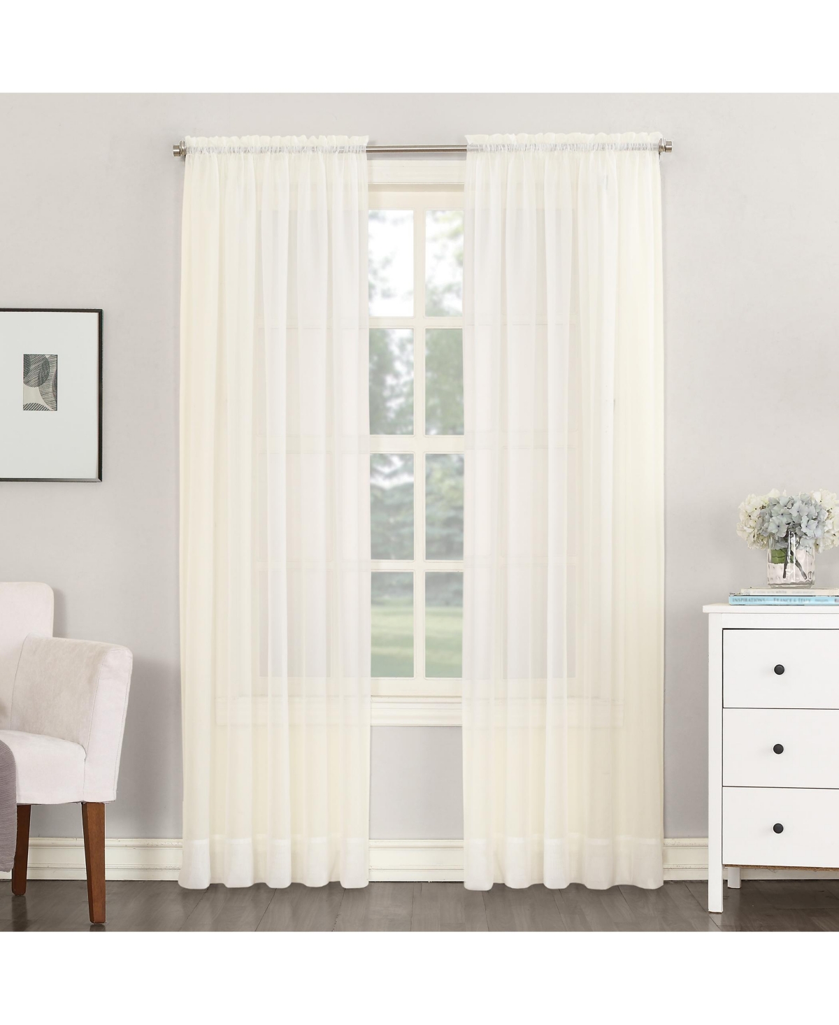 Click here for Sheer Voile Rod Pocket Curtain Panel - Eggshell prices
