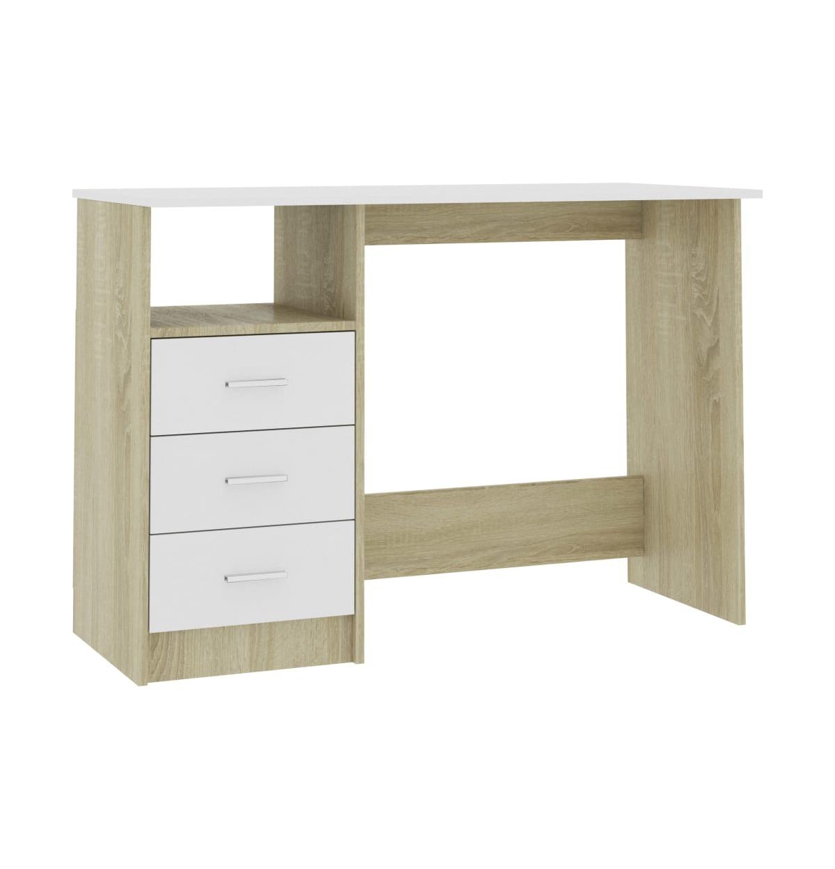 Click here for vidaXL Desk with Drawers White and Sonoma Oak 43.3... prices