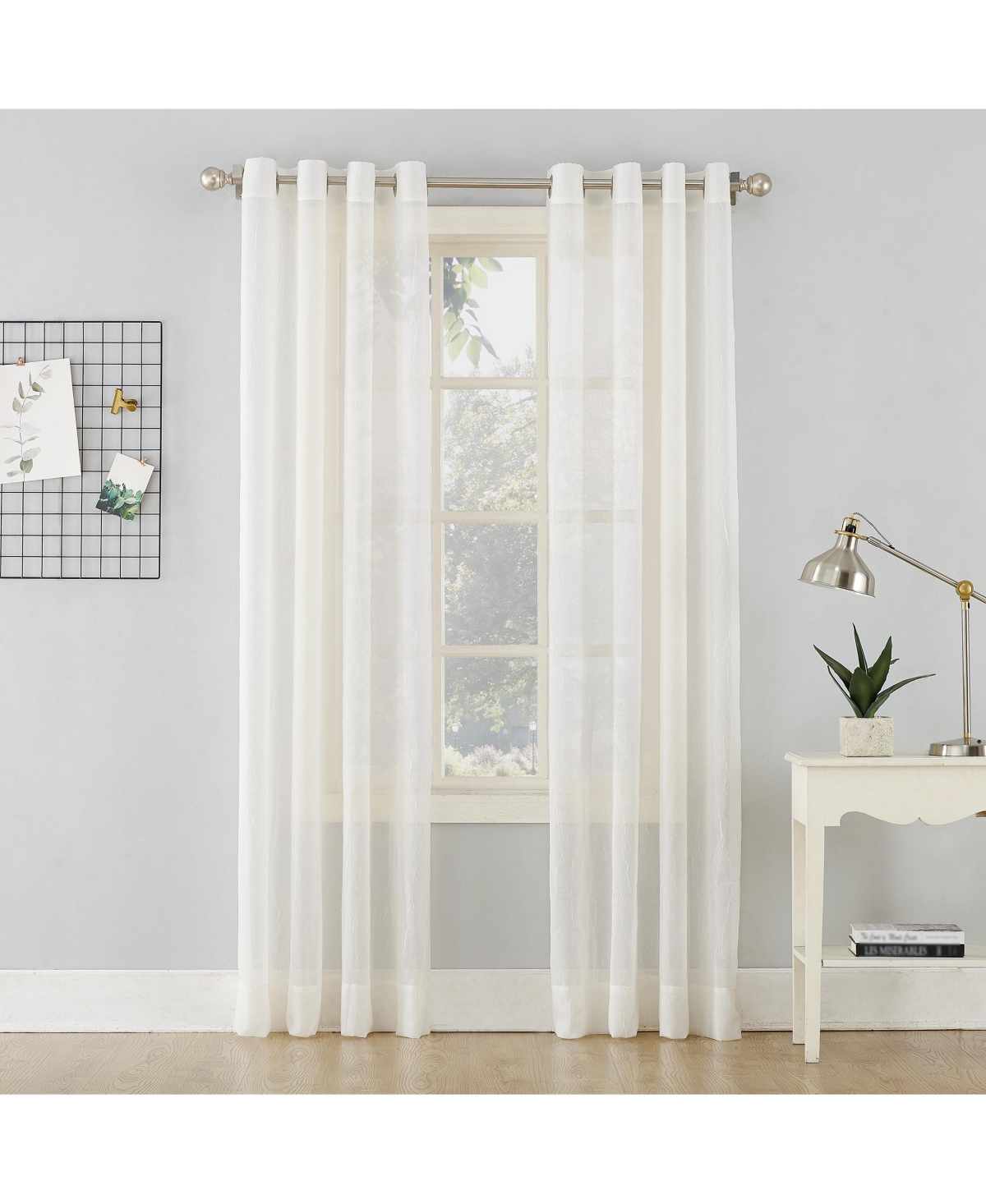 Click here for Crushed Sheer Voile Grommet Curtain Panel - Eggshe... prices