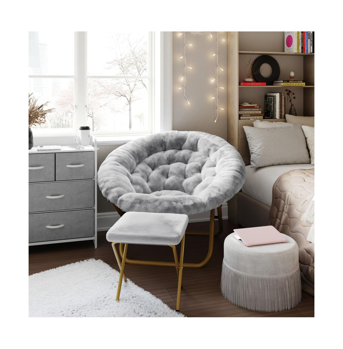 Click here for Emma+Oliver Ersa Oversize Folding Saucer Moon Chai... prices