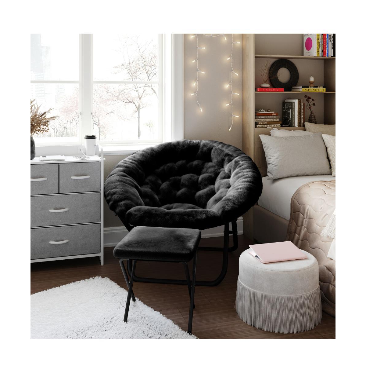 Click here for Emma+Oliver Ersa Oversize Folding Saucer Moon Chai... prices
