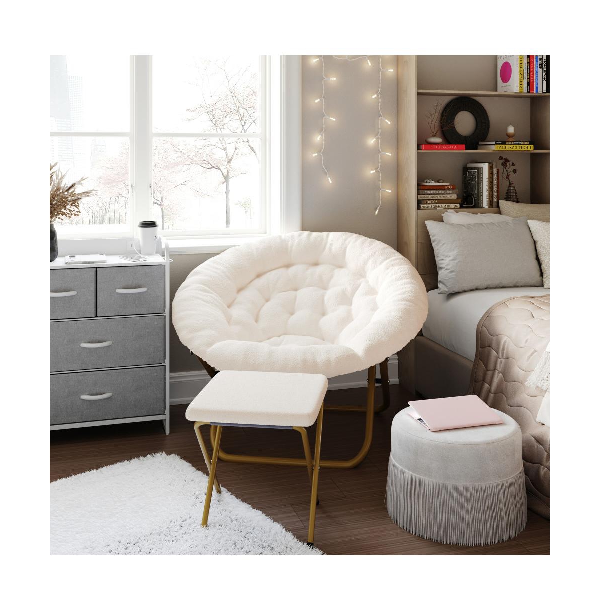 Click here for Emma+Oliver Ersa Oversize Folding Saucer Moon Chai... prices