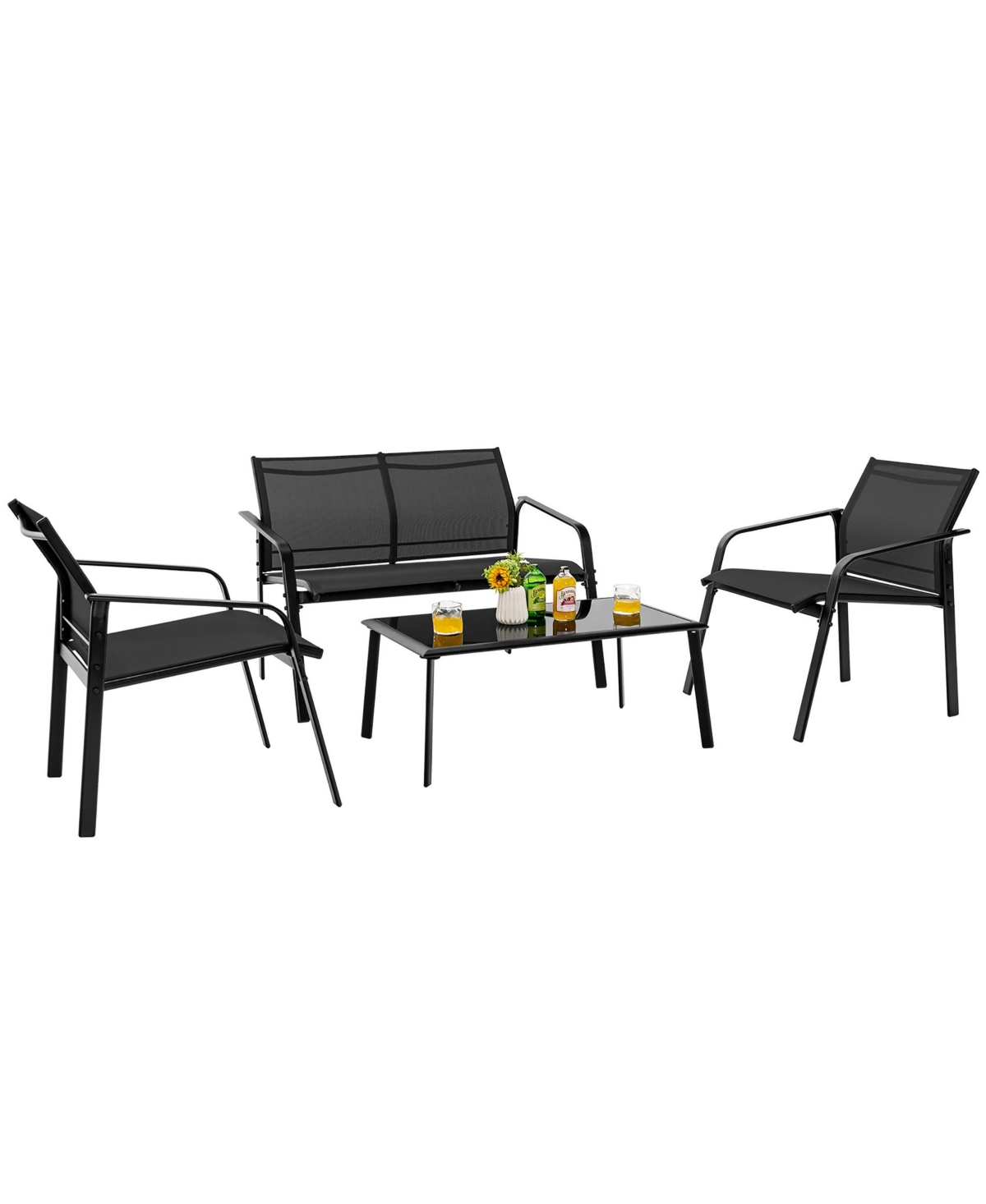 Click here for Gymax 4PCS Patio Conversation Futniture Set w/ Fab... prices