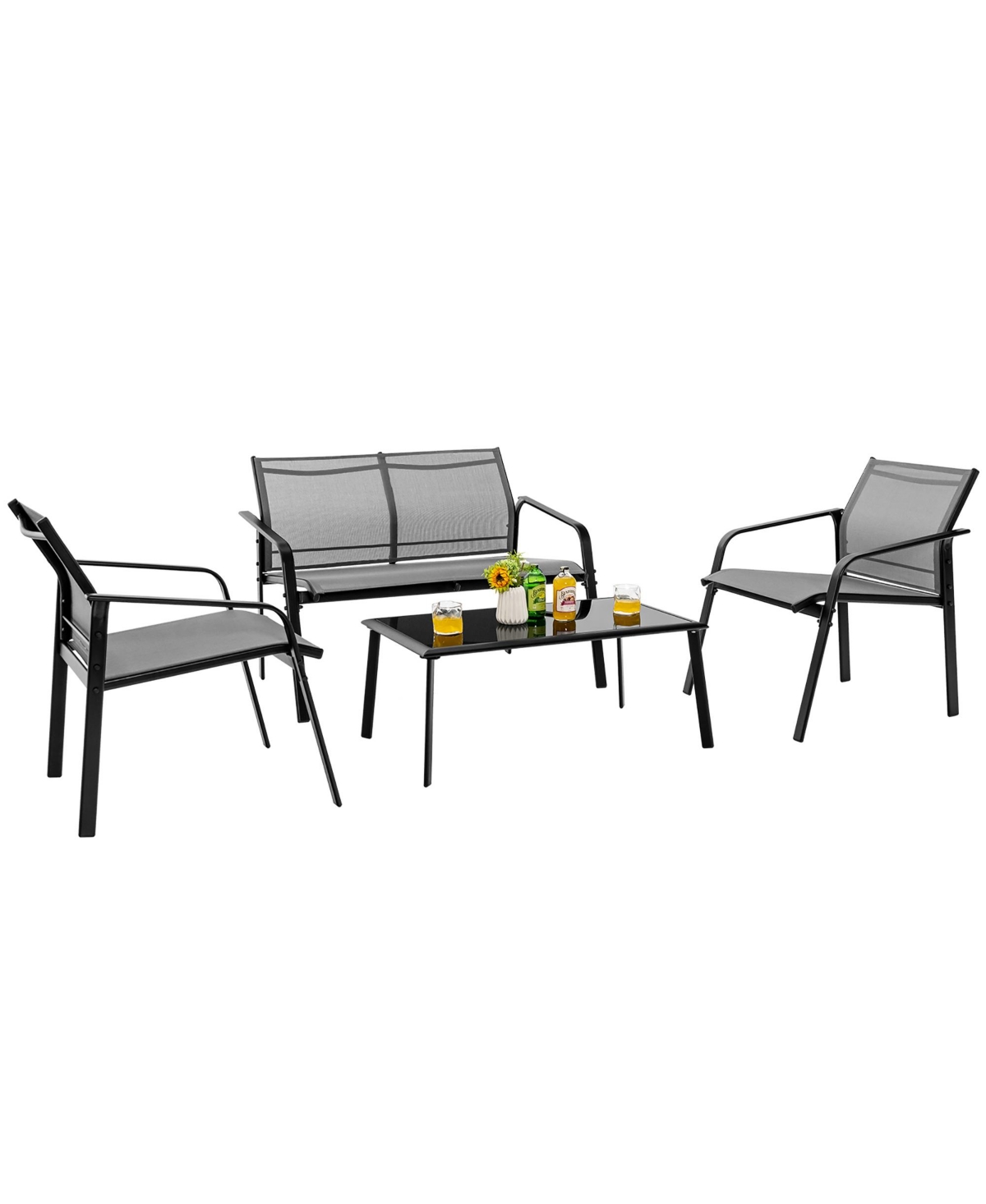 Click here for Gymax 4PCS Patio Conversation Futniture Set w/ Fab... prices