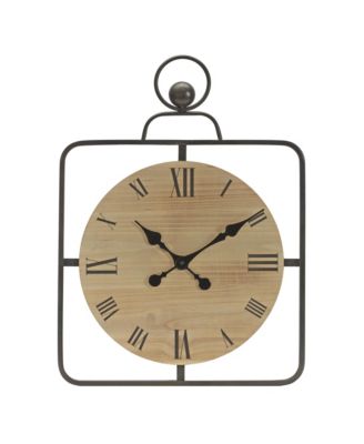 Slickblue Wooden Wall Clock In Iron Frame - Macy's