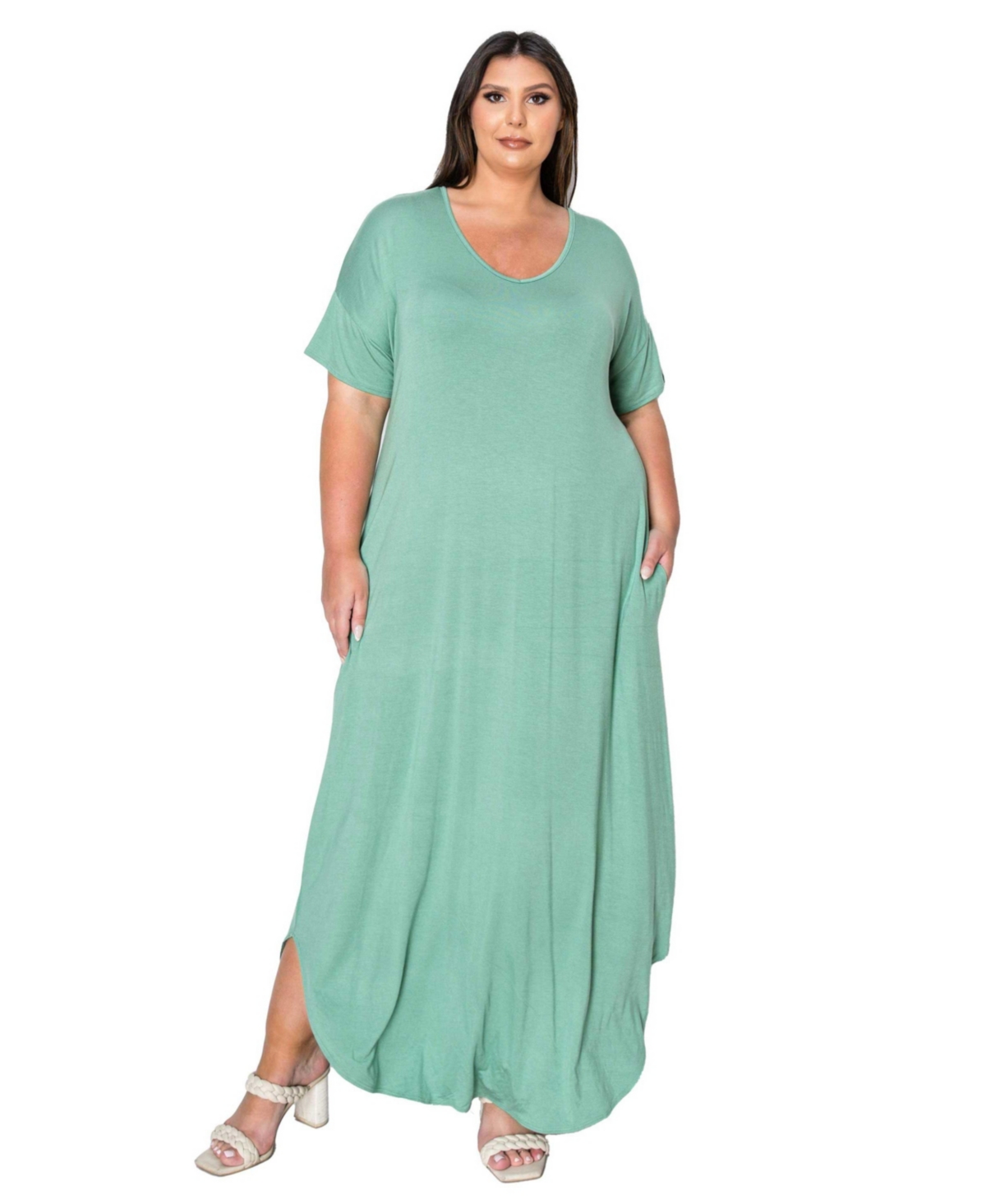 Click here for L I V D Plus Size Scarlett Maxi Pocket Dress - Sag... prices