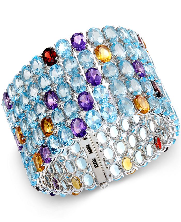 Macy's Multi-Stone Five Row Bracelet in Sterling Silver (204-2/5 ct. t ...