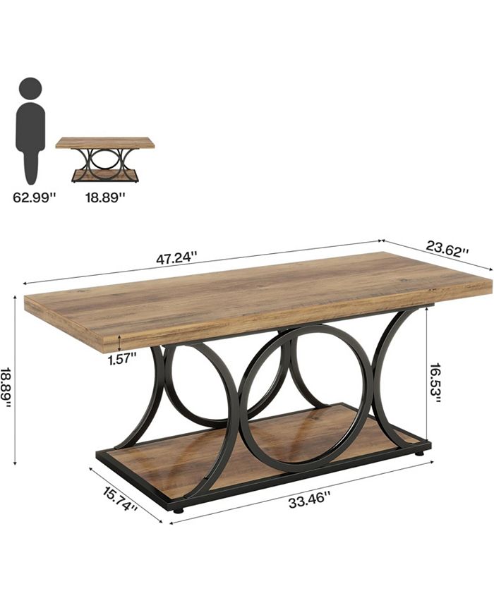 Tribesigns Farmhouse Coffee Table, 47 Inches Rustic Wood Coffee Table ...