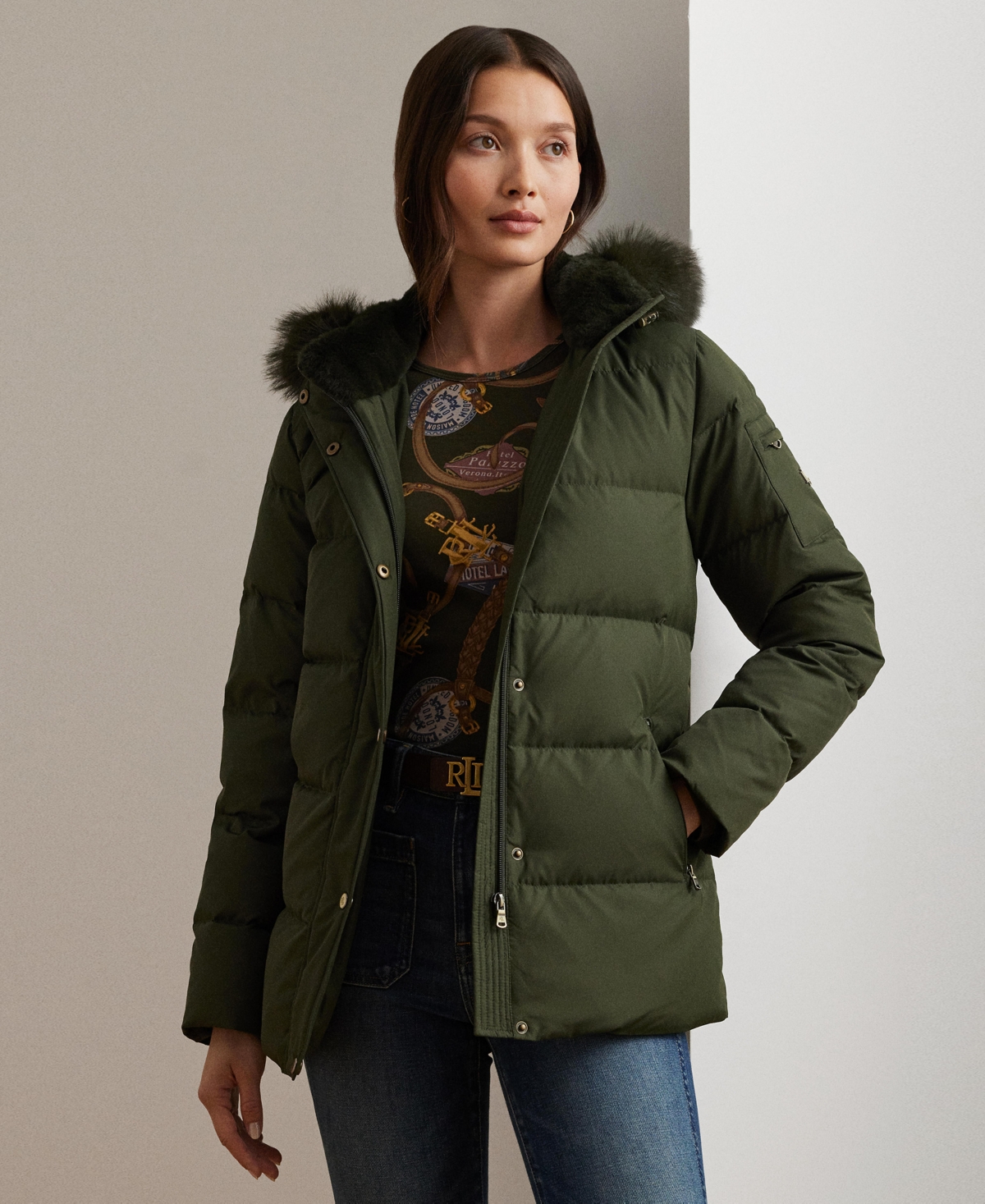 Click here for Lauren Ralph Lauren Womens Faux-Fur Hooded Puffer... prices