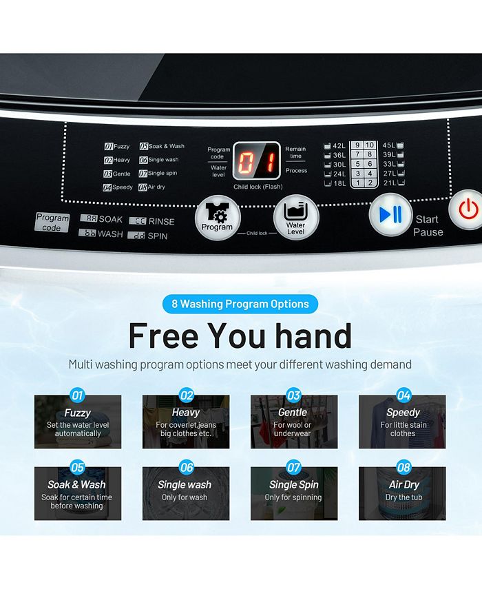 Gymax Compact Full-automatic Washing Machine Laundry Washer w/ 11 lbs ...