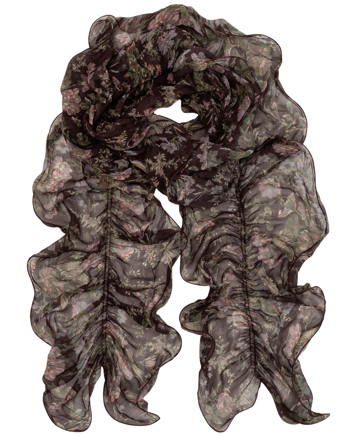 Lauren Ralph Lauren Fall Floral Ruffle Wrap - Pinot Noir