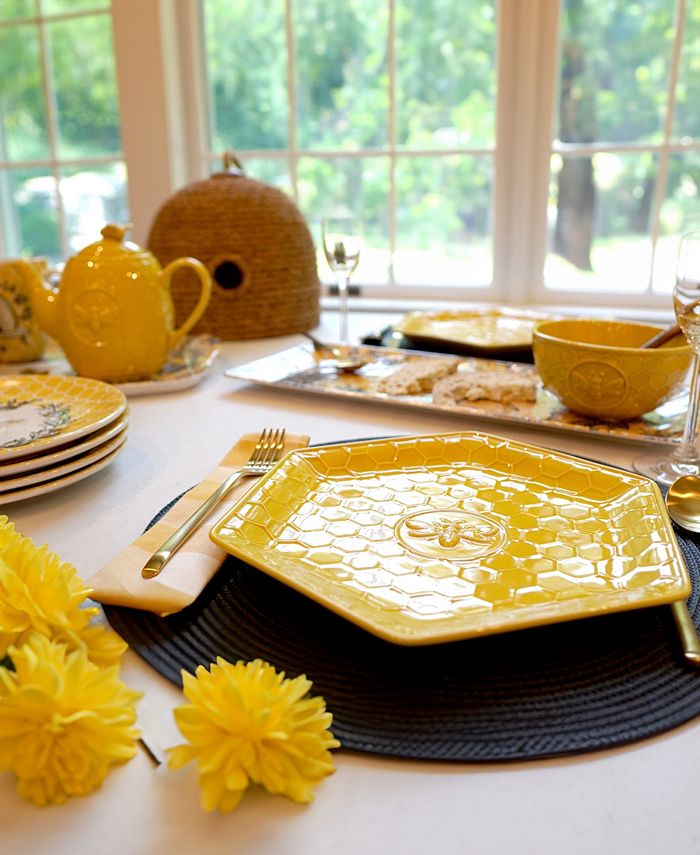 Certified International French Bees Set of 4 Embossed Honeycomb Dinner ...