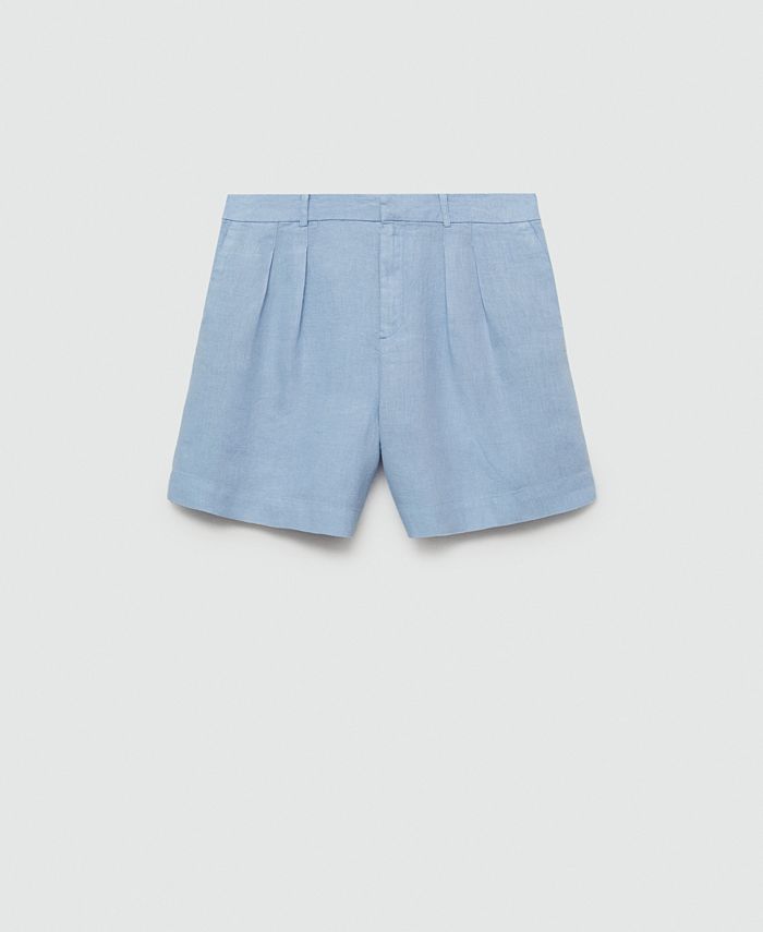 MANGO Women's Linen Straight Shorts - Macy's