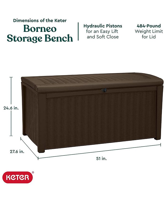 Keter Borneo 110 Gallon Rattan Wicker Resin Patio Deck Storage Box ...