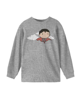 Superman Flying Chibi Superman Boy's Grey Long Sleeve Shirt - Macy's