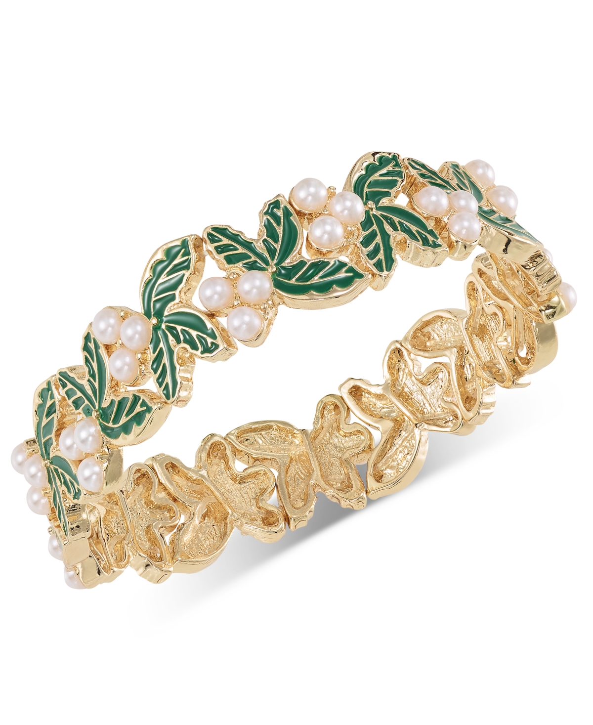 Click here for Holiday Lane Gold-Tone Holly Stretch Bracelet  Cre... prices