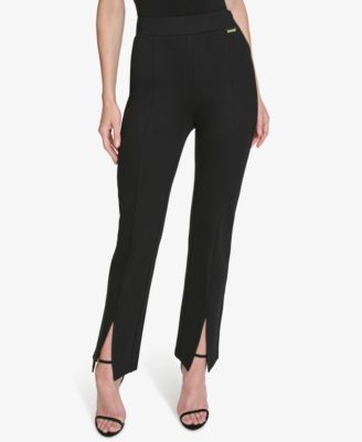 Halston Women's Split-Hem Mid-Rise Slim-Leg Pants - Macy's