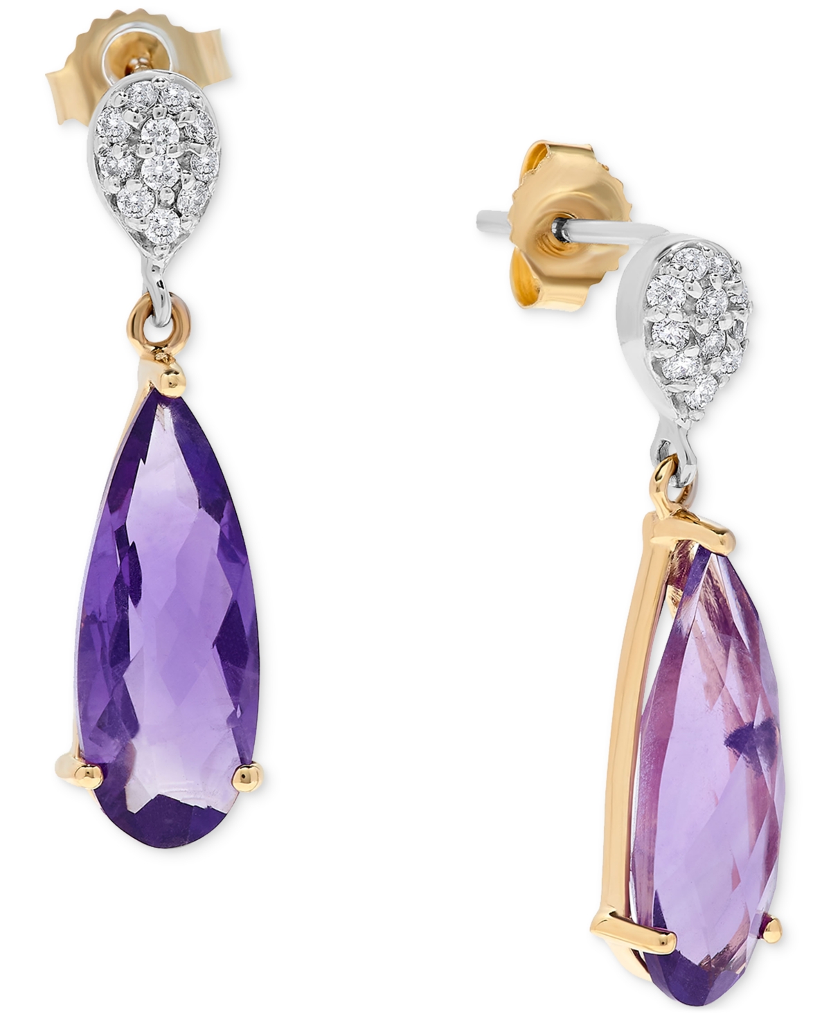 Macy s Amethyst 5 Ct. T.w. Diamond 1 6 Ct. T.w. Drop Earrings In 14k Gold ModeSens