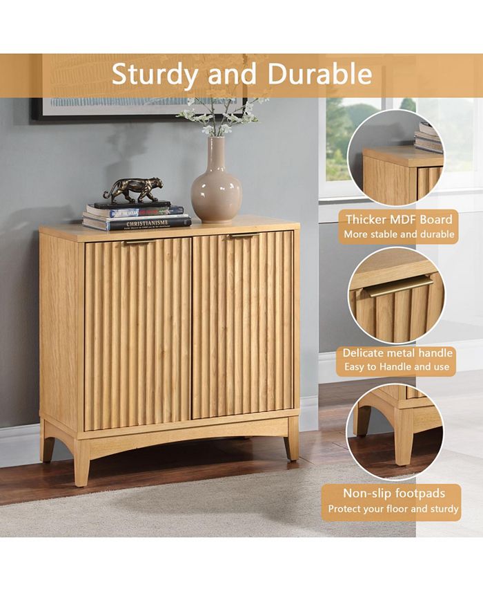 Simplie Fun Stylish Storage Cabinet with Wavy Fluted Design and Ample ...