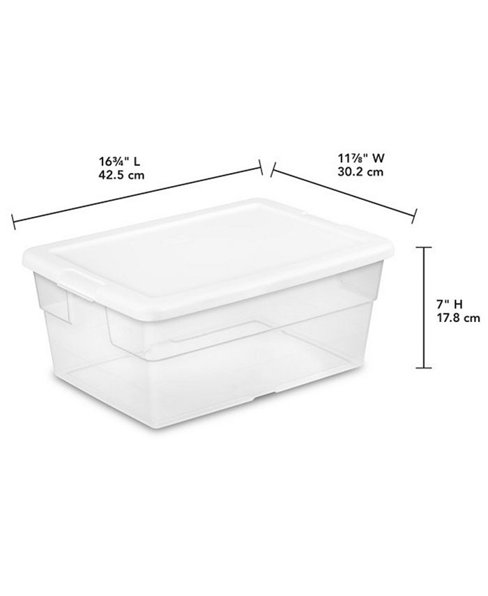 Sterilite 16 Quart Stacking Storage Box Container Tub with Lid, Clear ...
