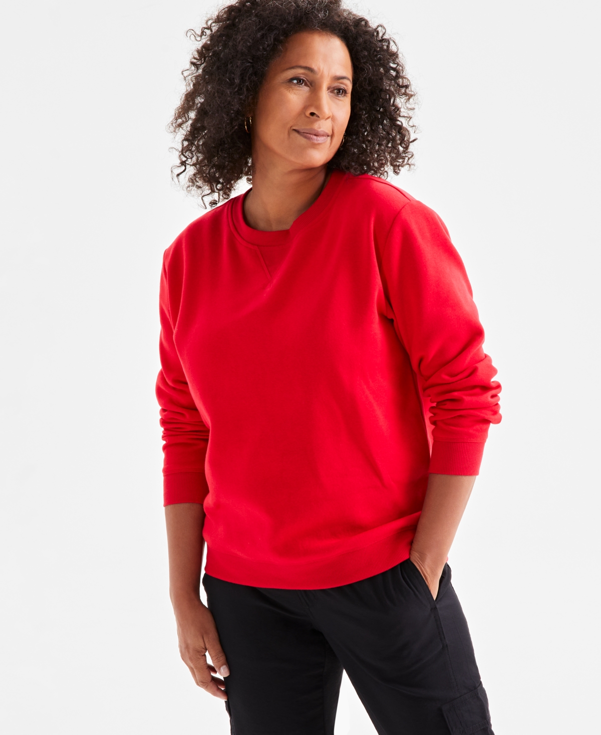 Click here for Style & Co Petite Crewneck Long-Sleeve Fleece Swea... prices