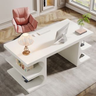 Tribesigns Wood Executive Desk, 62 Inches Computer Desk, Large Office ...