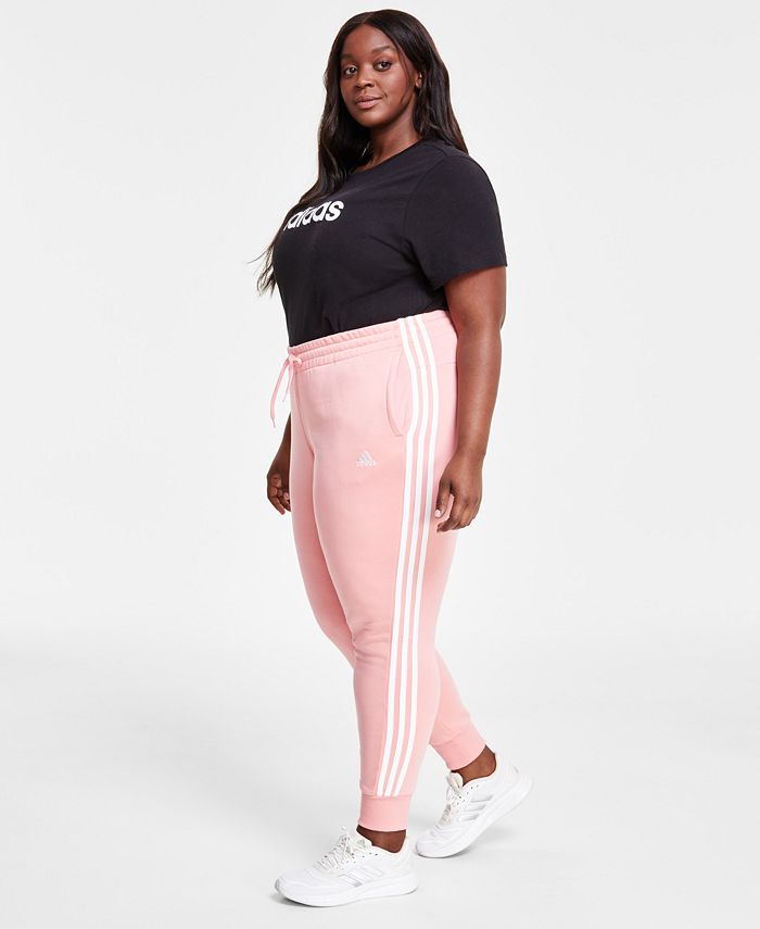 adidas Plus Size Essentials 3-Stripe Fleece Joggers - Macy's