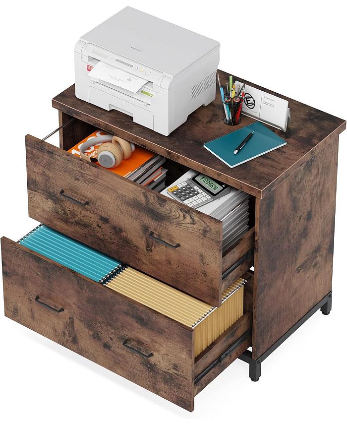 Tribesigns 2-Drawer File Cabinet, Wood Lateral Filing Cabinet, Home Office File Cabinet for A4 ...